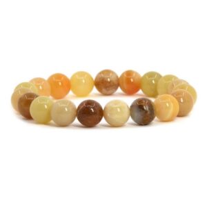 justinstones natural yellow opal gemstone 10mm round beads stretch bracelet 7 inch unisex