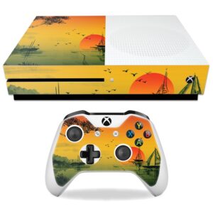 mightyskins skin compatible with microsoft xbox one s - japanese sunset | protective, durable, and unique vinyl decal wrap cover | easy to apply, remove, and change styles | made in the usa