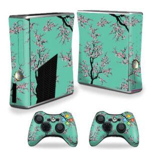 mightyskins skin compatible with x-box 360 xbox 360 s console - cherry blossom tree | protective, durable, and unique vinyl wrap cover | easy to apply, remove, and change styles | made in the usa