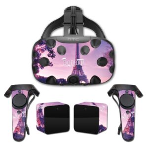 mightyskins skin compatible with htc vive full coverage - bonjour | protective, durable, and unique vinyl decal wrap cover | easy to apply, remove, and change styles | made in the usa