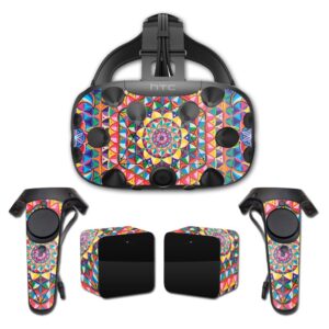 mightyskins skin compatible with htc vive full coverage - rainbow kaleidoscope | protective, durable, and unique vinyl decal wrap cover | easy to apply, remove, and change styles | made in the usa