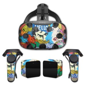 mightyskins skin compatible with htc vive full coverage - hello graffiti | protective, durable, and unique vinyl decal wrap cover | easy to apply, remove, and change styles | made in the usa