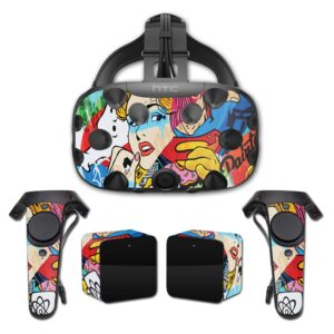 mightyskins skin compatible with htc vive full coverage - cartoon mania | protective, durable, and unique vinyl decal wrap cover | easy to apply, remove, and change styles | made in the usa