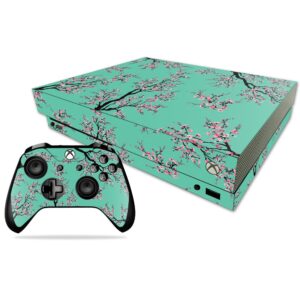 mightyskins skin compatible with microsoft xbox one x - cherry blossom tree | protective, durable, and unique vinyl decal wrap cover | easy to apply, remove, and change styles | made in the usa