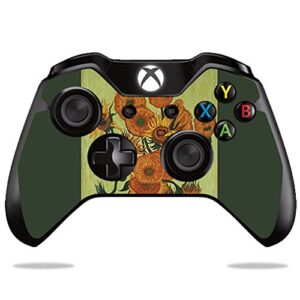 mightyskins skin compatible with microsoft xbox one or one s controller - van gogh sunflowers | protective, durable, and unique vinyl wrap cover | easy to apply, remove | made in the usa