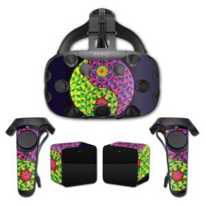 mightyskins skin compatible with htc vive full coverage - neon yin yang | protective, durable, and unique vinyl decal wrap cover | easy to apply, remove, and change styles | made in the usa