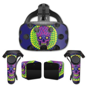 mightyskins skin compatible with htc vive full coverage - happy skull | protective, durable, and unique vinyl decal wrap cover | easy to apply, remove, and change styles | made in the usa