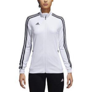 adidas women’s alphaskin tiro training jacket, white/black, x-small