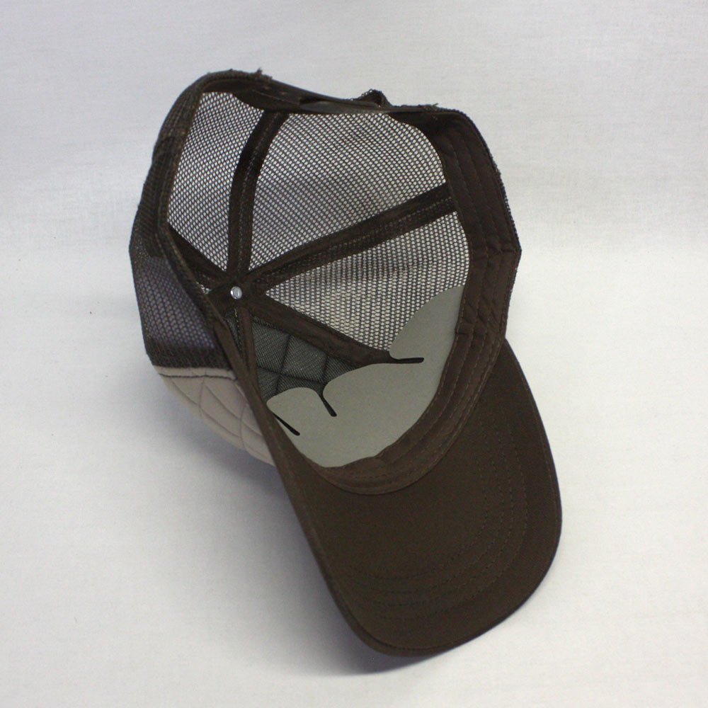 Plain Tone on Tone Cotton Mesh Adjustable Low Profile Baseball Cap Quilt Camo Heather Distressed (Quilt Brown/Khaki/Brown)