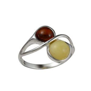 holidaygiftshops sterling silver and baltic honey and butterscotch amber adult ring- size 8