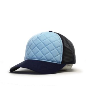 plain tone on tone cotton mesh adjustable low profile baseball cap quilt camo heather distressed (quilt navy/lightblue/navy)