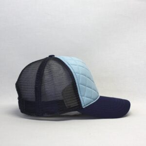 Plain Tone on Tone Cotton Mesh Adjustable Low Profile Baseball Cap Quilt Camo Heather Distressed (Quilt Navy/Lightblue/Navy)