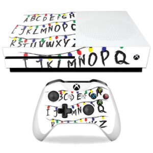 mightyskins skin compatible with microsoft xbox one s - stranger alphabet | protective, durable, and unique vinyl decal wrap cover | easy to apply, remove, and change styles | made in the usa