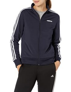 adidas women’s essentials 3-stripes tricot track jacket, legend ink/white, x-small