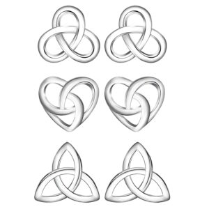 sterling silver earrings for women | heart celtic love knot cross triangle vintage stud hypoallergenic earrings for women girls jewelry birthday gifts