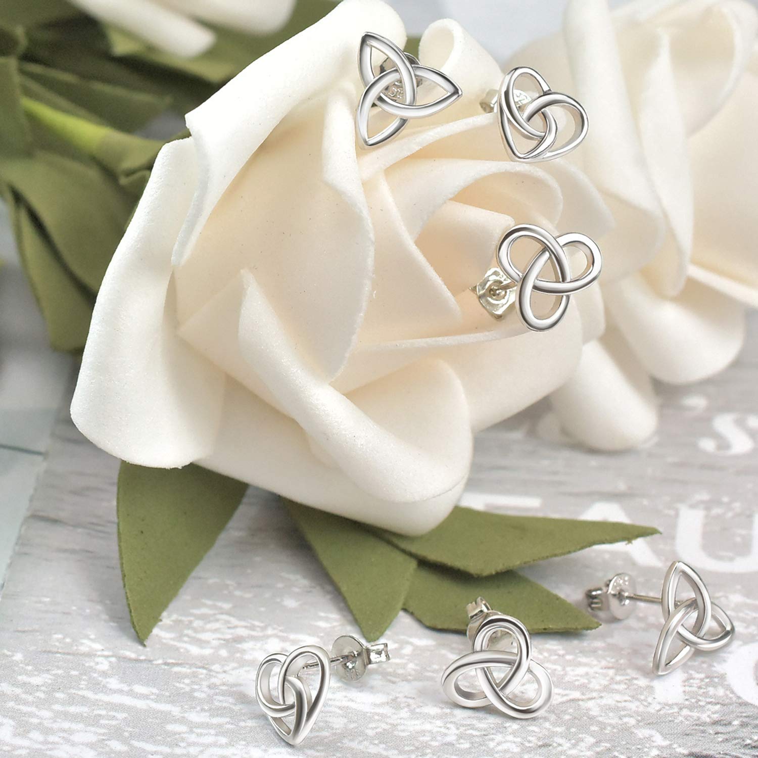 Sterling Silver Earrings for Women | Heart Celtic Love Knot Cross Triangle Vintage Stud hypoallergenic Earrings for Women Girls Jewelry Birthday Gifts