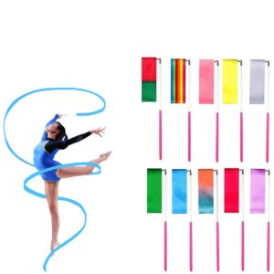 aitime 10 pieces 2 meters rhythmic gymnastics dance ribbons, girls dance rainbow streamers,ce and en71 approved, for unicorn mermaid princess birthday dancing party favors bags kids classroom prize