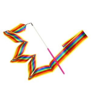 AITIME 10 Pieces 2 Meters Rhythmic Gymnastics Dance Ribbons, Girls Dance Rainbow Streamers,CE and EN71 Approved, for Unicorn Mermaid Princess Birthday Dancing Party Favors Bags Kids Classroom Prize