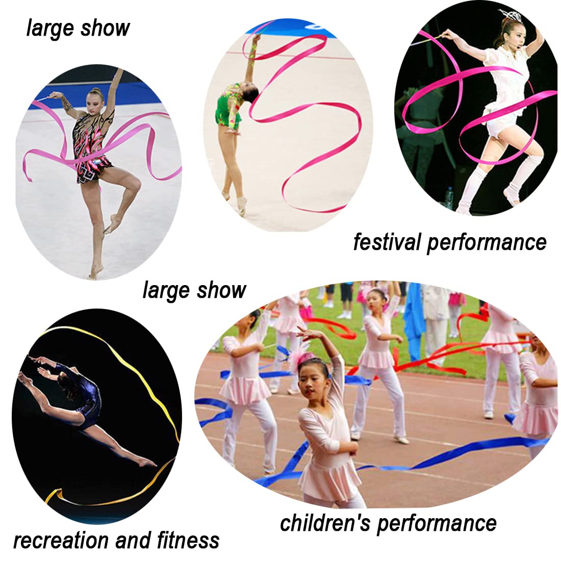 AITIME 10 Pieces 2 Meters Rhythmic Gymnastics Dance Ribbons, Girls Dance Rainbow Streamers,CE and EN71 Approved, for Unicorn Mermaid Princess Birthday Dancing Party Favors Bags Kids Classroom Prize