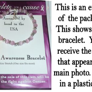 Hidden Hollow Beads Cancer Awareness Beaded Stretch Bracelet, Will Fit Most Wrists, Show support or Wear in Memory, Comes Packaged. (Pancreatic Cancer - Dark Purple)