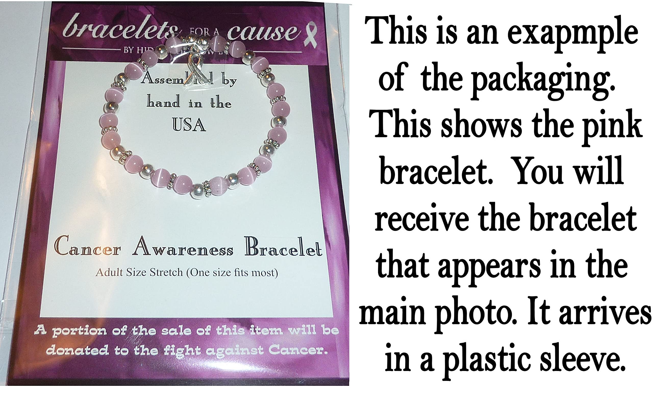 Hidden Hollow Beads Cancer Awareness Beaded Stretch Bracelet, Will Fit Most Wrists, Show support or Wear in Memory, Comes Packaged. (Pancreatic Cancer - Dark Purple)