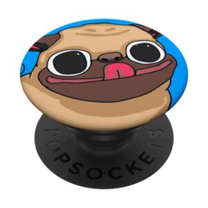 cute cartoon pug dog with tongue out. popsockets popgrip: swappable grip for phones & tablets