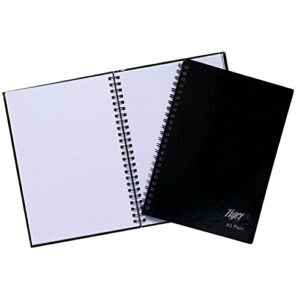 tiger stationery 60 sheet twin wire ring bound notebook (a5) (black)