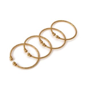 india brass 4pcs openable bangle bracelet arab ethiopian bangle gold color dubai africa jewelry gift (gold)