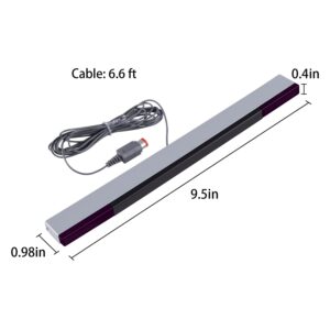 Aokin Sensor Bar for Wii, Replacement Wired Infrared Ray Sensor Bar for Nintendo Wii and Wii U Console, includes Clear Stand