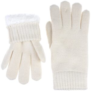 Be Your Own Style BYOS Winter Womens Toasty Warm Plush Fleece Lined Knit Gloves, 14 Solid Colors (Ivory)