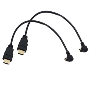 angled micro hdmi to standard hdmi cable;seadream 2pack 1foot 90 degree up angle micro hdmi male to hdmi male cable connector (2pack up angled)