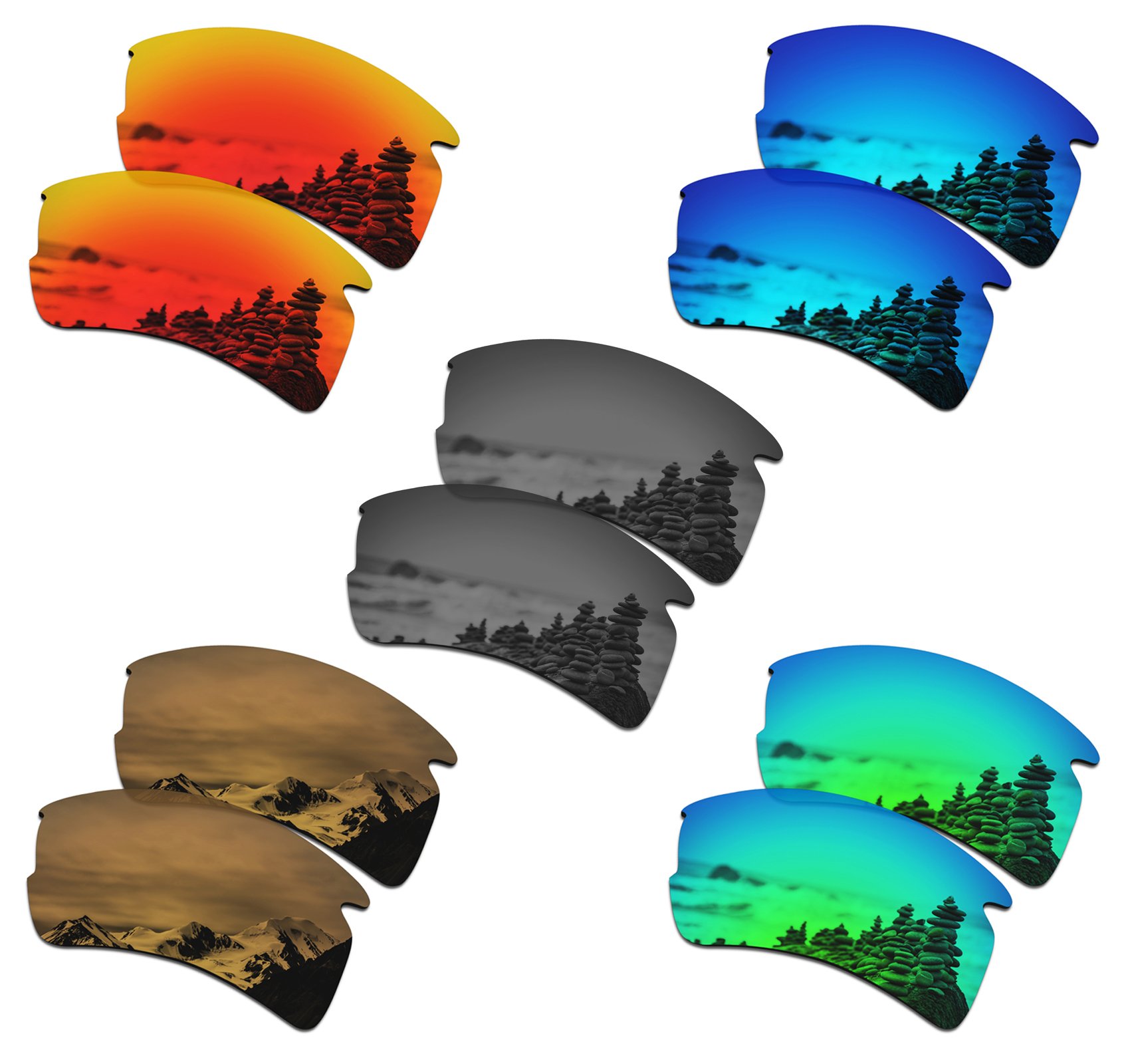 SmartVLT Set of 5 Men's Replacement Lenses for Oakley Flak 2.0 XL OO9188 Sunglass Combo Pack S02