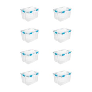 sterilite gasket box, stackable storage bin with latching lid, 80 quart, 12 pack