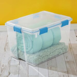 Sterilite Gasket Box, Stackable Storage Bin with Latching Lid, 80 Quart, 12 Pack