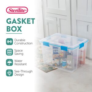 Sterilite Gasket Box, Stackable Storage Bin with Latching Lid, 80 Quart, 12 Pack