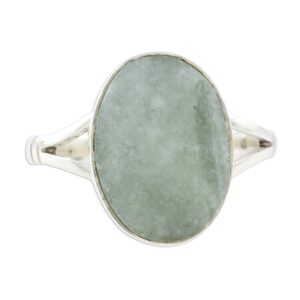 novica artisan handcrafted jade cocktail ring faceted oval sterling silver green single stone guatemala [ring front 0.6 in l x 0.4 in w x 0.2 in h band width 2 mm w] ' facet fixation'