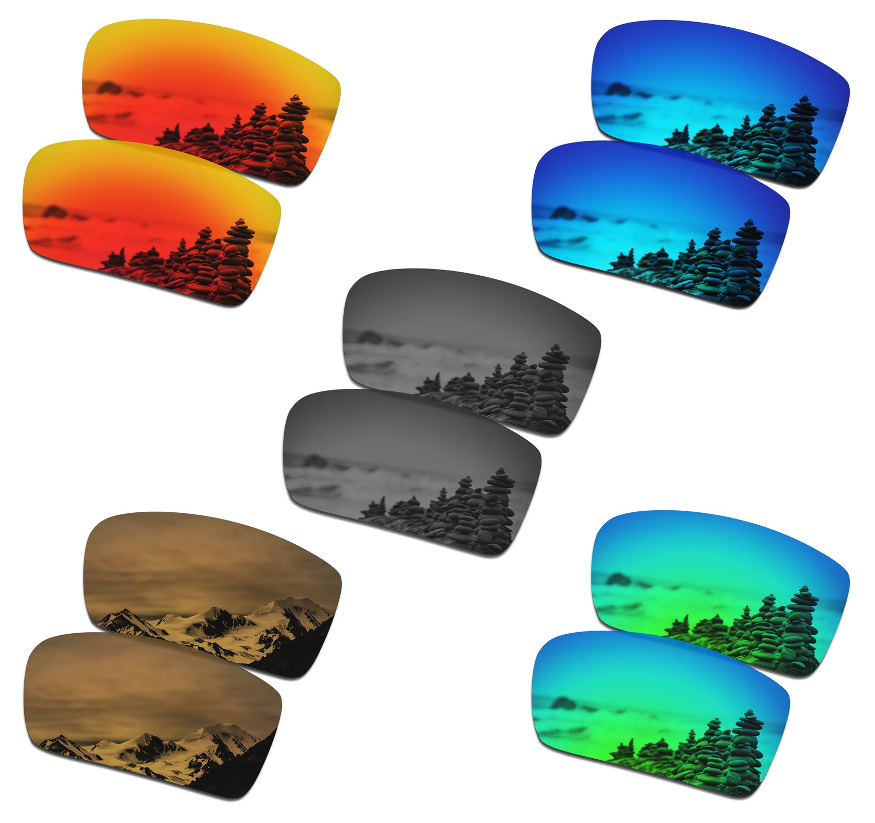 SmartVLT Set of 5 Men's Replacement Lenses for Oakley Gascan OO9014 Sunglass Combo Pack S02