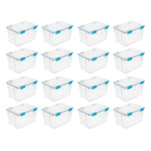 sterilite gasket box, stackable storage bin with latching lid, 32 quart, 12 pack