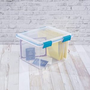 Sterilite Gasket Box, Stackable Storage Bin with Latching Lid, 32 Quart, 12 Pack