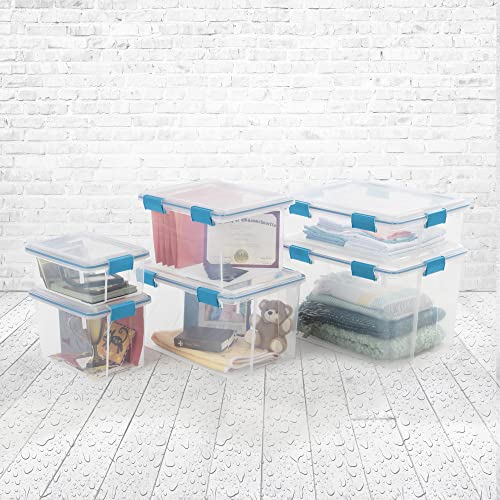 Sterilite Gasket Box, Stackable Storage Bin with Latching Lid, 32 Quart, 12 Pack