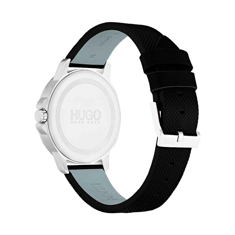 HUGO #Focus Men Qtz Multifunction Stainless Steel and Strap Business Watch, Color: Black (Model: 1530022)