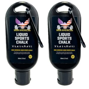 iron american liquid chalk - no-mess long-lasting grip chalk for weightlifting, gymnastics, rock climbing, and fitness training - 50ml travel bottle - advanced hand chalk for gym - 2pk