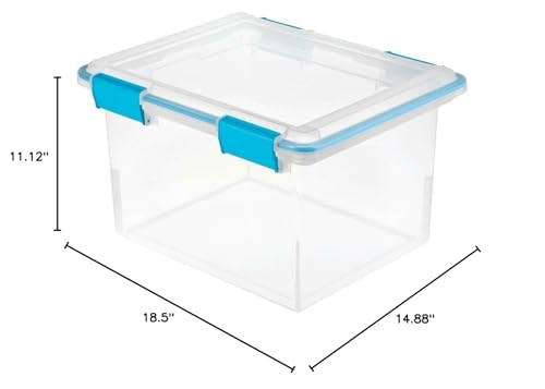 Sterilite Gasket Box, Stackable Storage Bin with Latching Lid, 32 Quart, 8 Pack