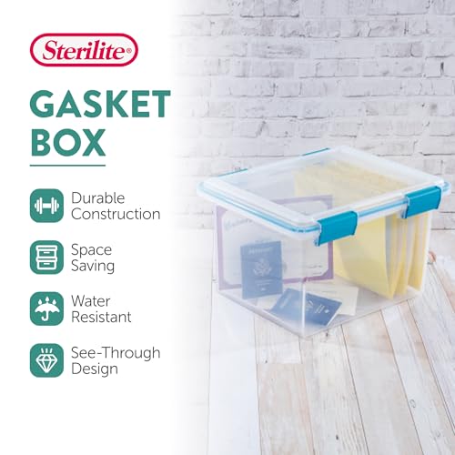 Sterilite Gasket Box, Stackable Storage Bin with Latching Lid, 32 Quart, 8 Pack