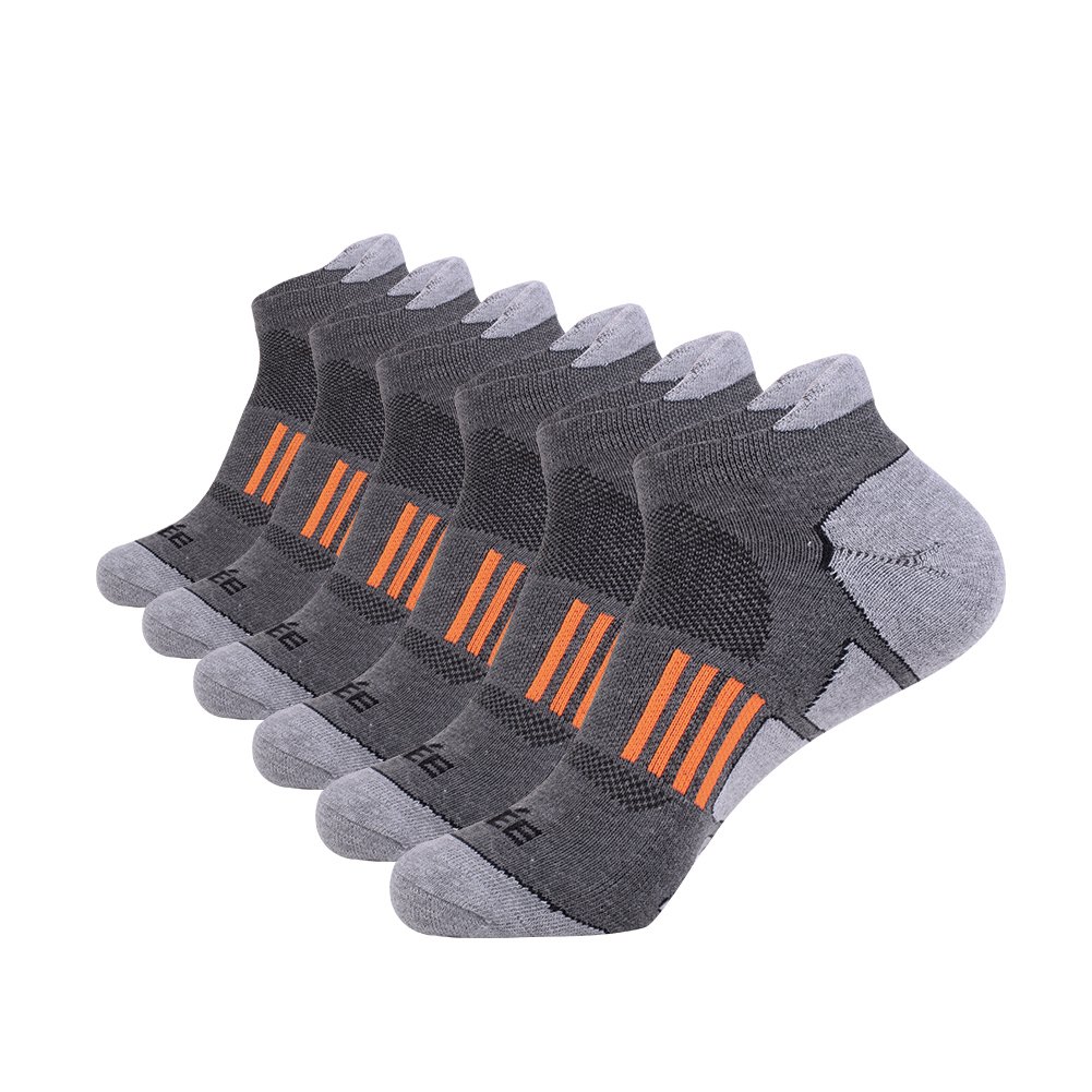 JOYNÉE Men's 6 Pack Athletic No Show Performance Comfort Cushioned Low Cut Running Tab Socks,Grey 1,Sock Size:10-13