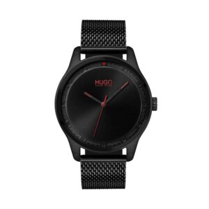 hugo #move men quartz ionic plated black steel and mesh bracelet casual watch, color: black (model: 1530044)