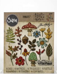 sizzix thinlits dies funky foliage by tim holtz, 16-pack, us:one size, multicolor