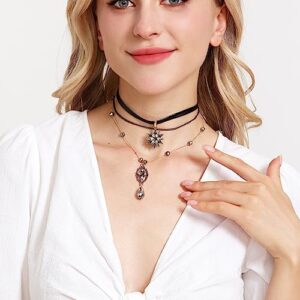 AILUOR Multilayer Necklace, Vintage Women Star Choker with Teardrop Multilayer Hademade Chain Leather Choker Necklace Layer for Women Jewelry (Star)