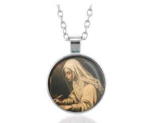 st catherine de ricci religious necklace round medal