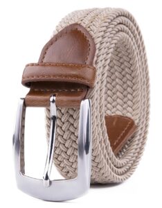 elastic fabric woven stretch braided belts (l, beige)